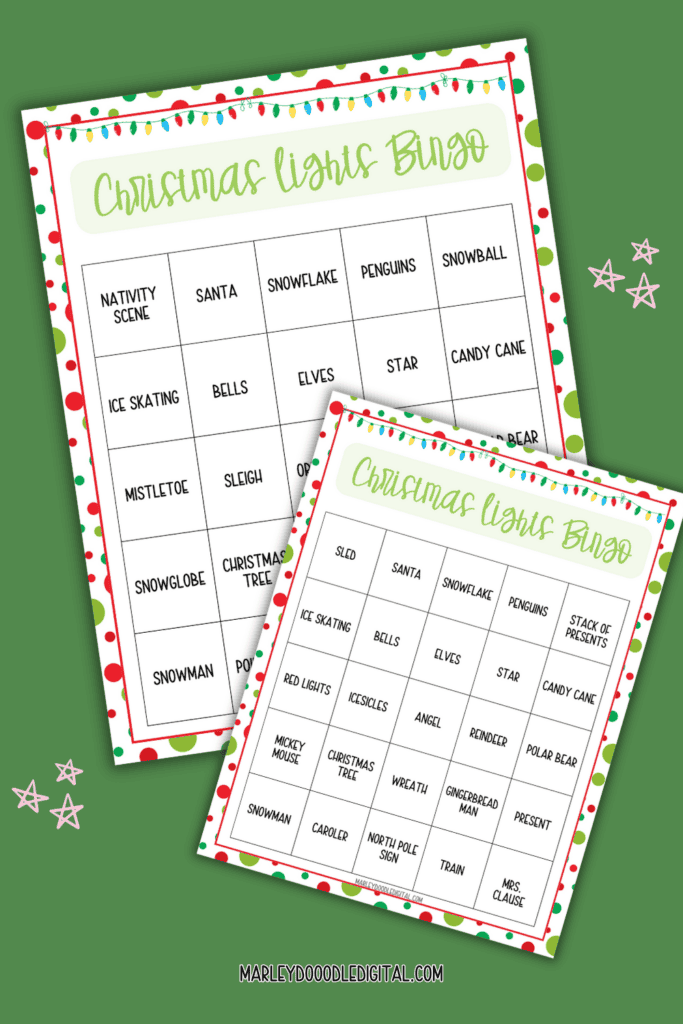 Free Printable Christmas Lights Bingo Scavenger Game - Marley Doodle ...