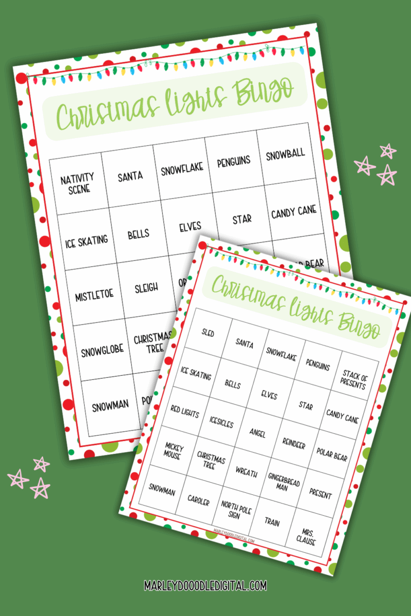 Free Printable Christmas Lights Bingo Scavenger Game - Marley Doodle ...