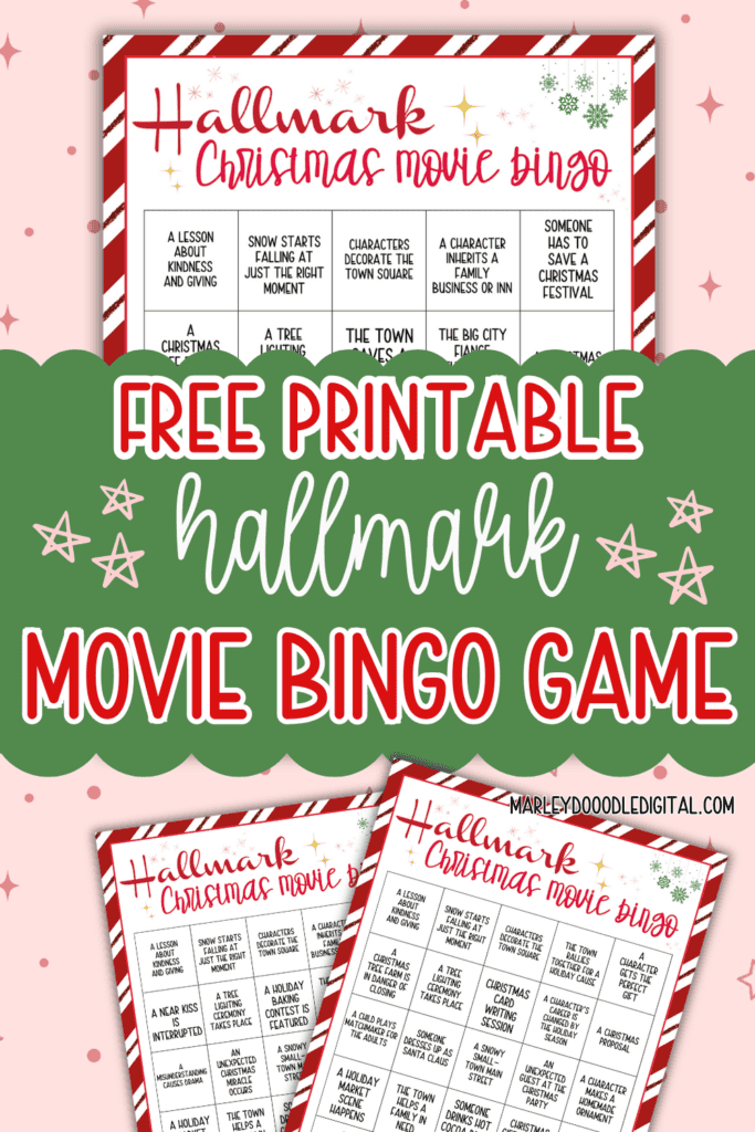 Free Printable Hallmark Christmas Movie Bingo Cards - Marley Doodle Digital