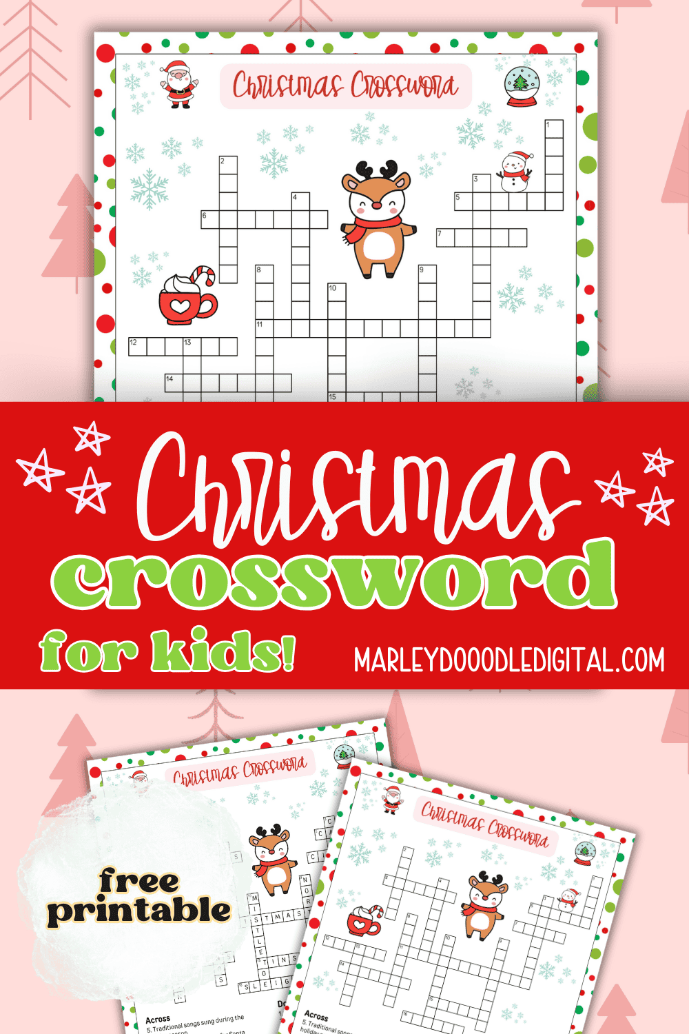 Festive Christmas Crossword Puzzle Printable (Free!) - Marley Doodle ...