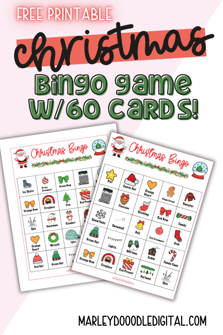Free Printable Christmas Bingo Game with 60 Unique Cards! - Marley ...
