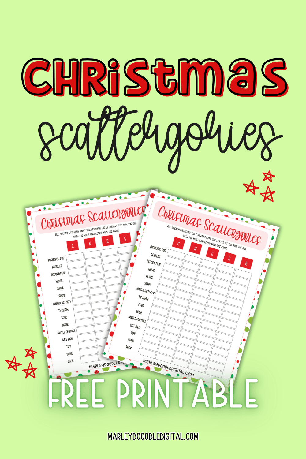 Printable Christmas Scattergories (Free Holiday Game!) - Marley Doodle ...