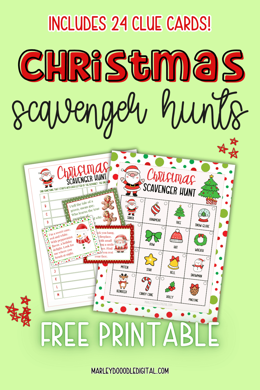 Fun Free Kids Christmas Scavenger Hunt -3 Printable Versions - Marley ...