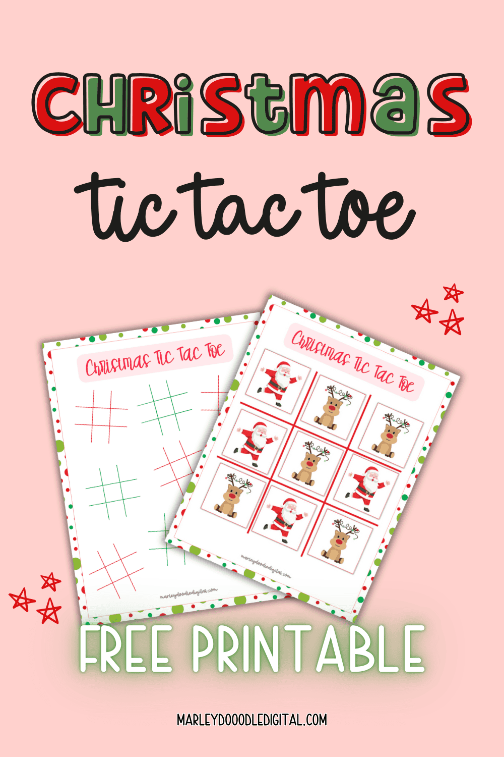 Free Printable Kids Christmas Tic Tac Toe Game (2 Versions!) - Marley ...