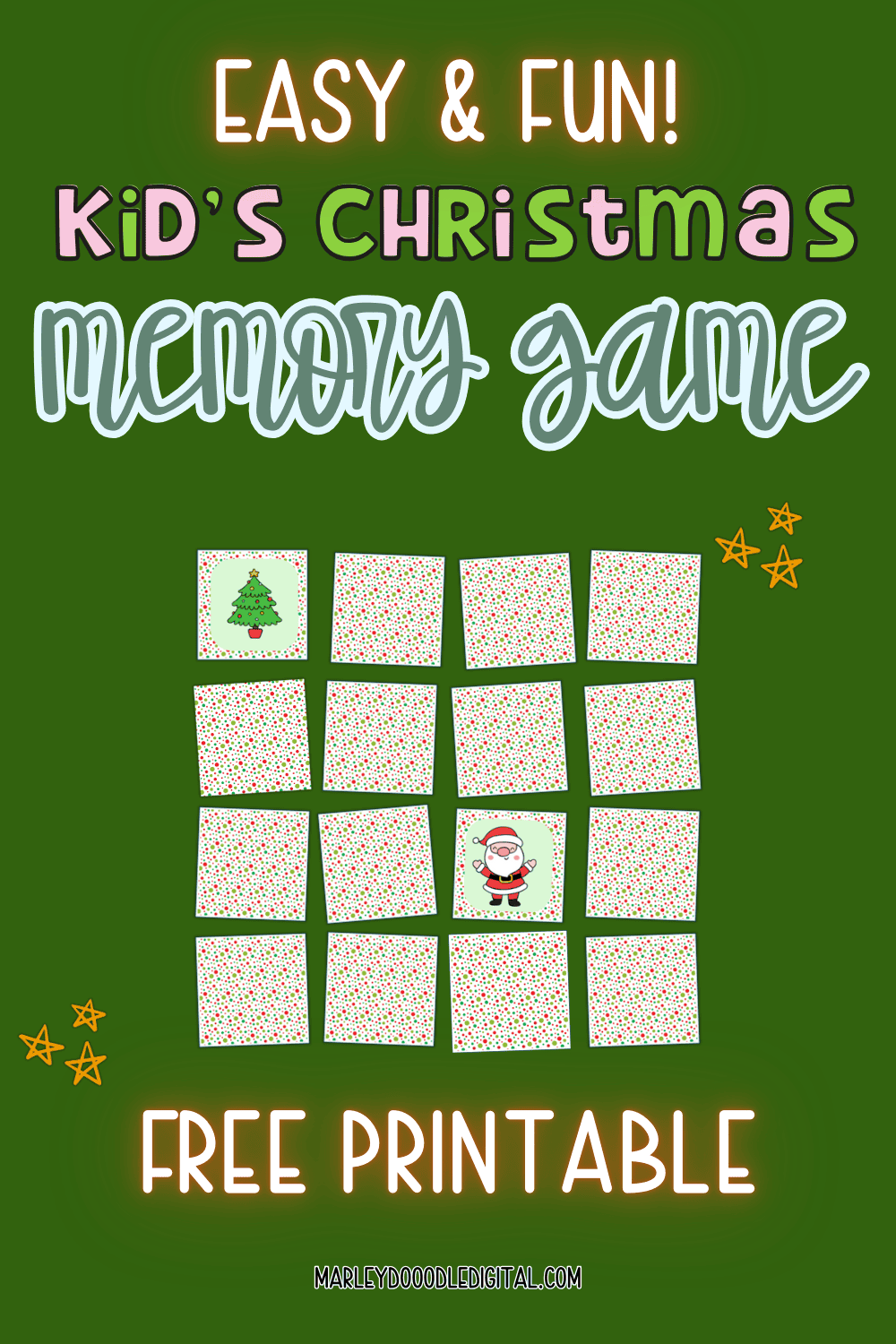 Fun Christmas Memory Matching Game for Kids -Free Printable! - Marley ...