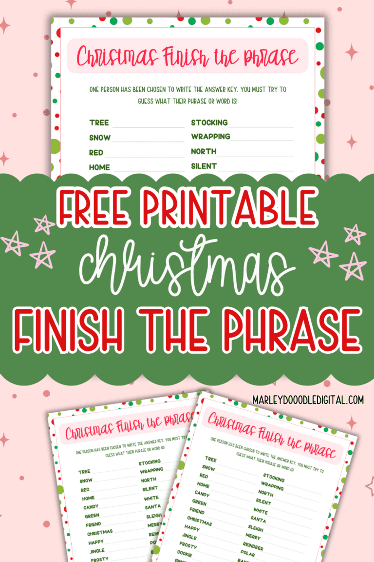 Fun Christmas Finish the Phrase Game (Free Printable!) - Marley Doodle ...