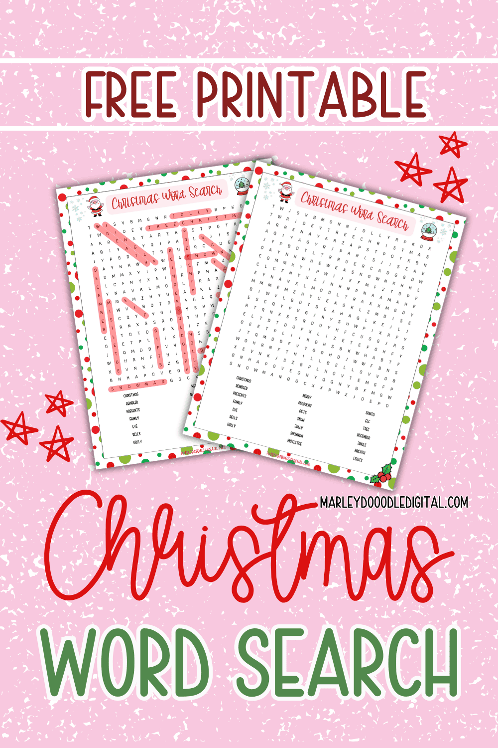 Fun Christmas Word Search Puzzle for Kids (Free Printable) - Marley ...