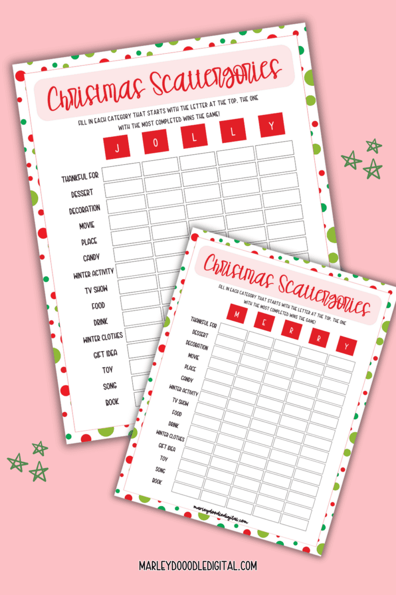 Printable Christmas Scattergories (Free Holiday Game!) - Marley Doodle ...