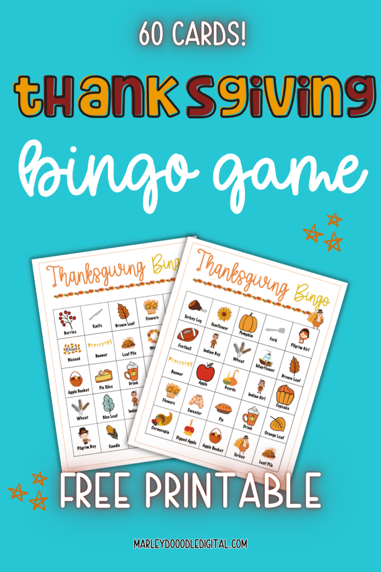 Free Printable Thanksgiving Bingo with 60 Unique Cards! - Marley Doodle ...