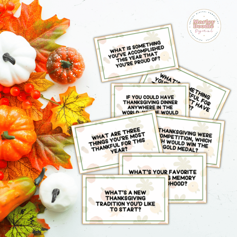32 Fun & Meaningful Thanksgiving Conversation Starters (Free Cards)