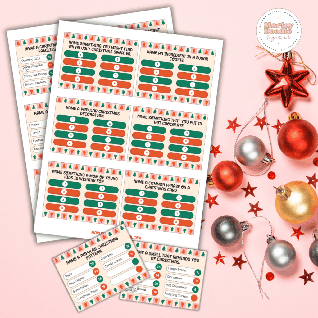 Christmas Family Feud Game - 50+ Free Printable Questions - Marley ...