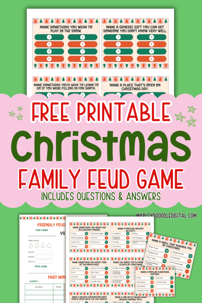 Christmas Family Feud Game - 50+ Free Printable Questions - Marley ...