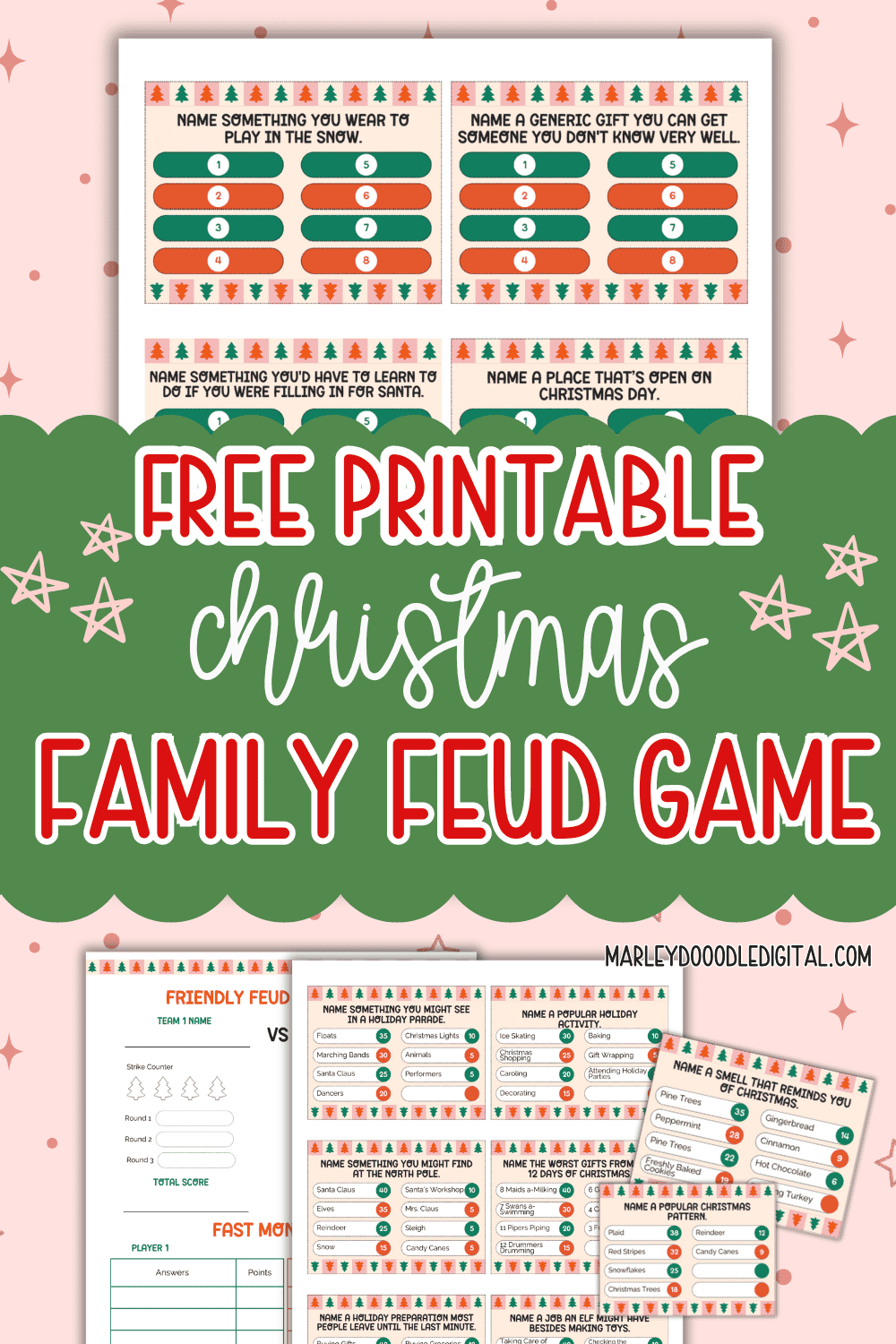 Christmas Family Feud Game - 50+ Free Printable Questions - Marley ...