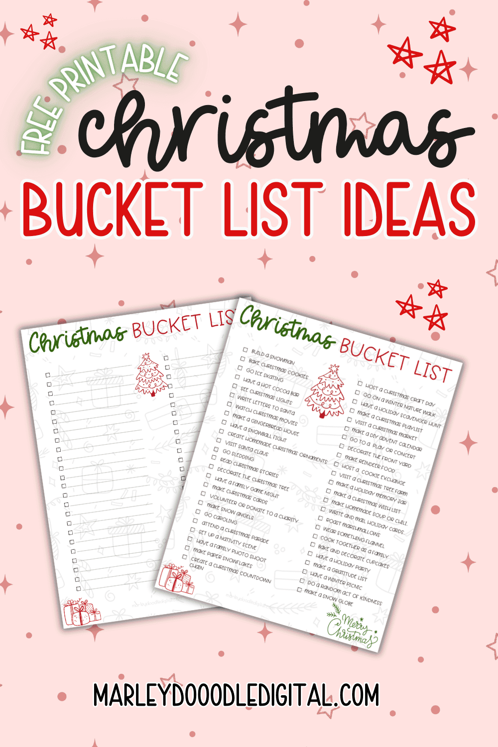Ultimate Christmas Bucket List - Free Printable - Marley Doodle Digital