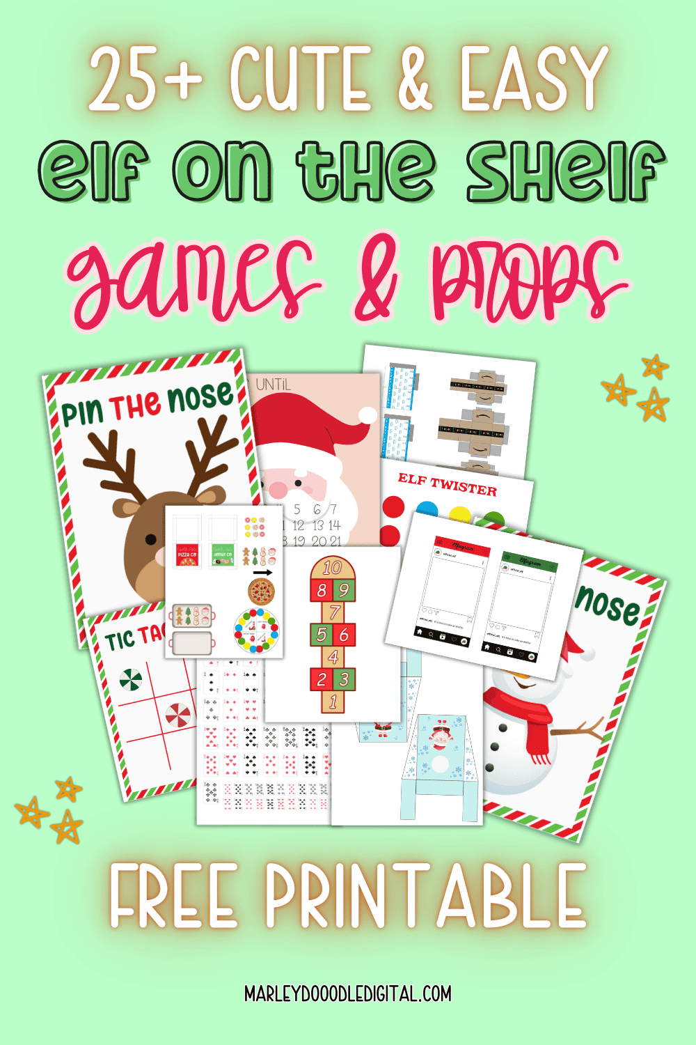 21+ Cute & Free Elf Sized Printable Props & Games - Marley Doodle Digital