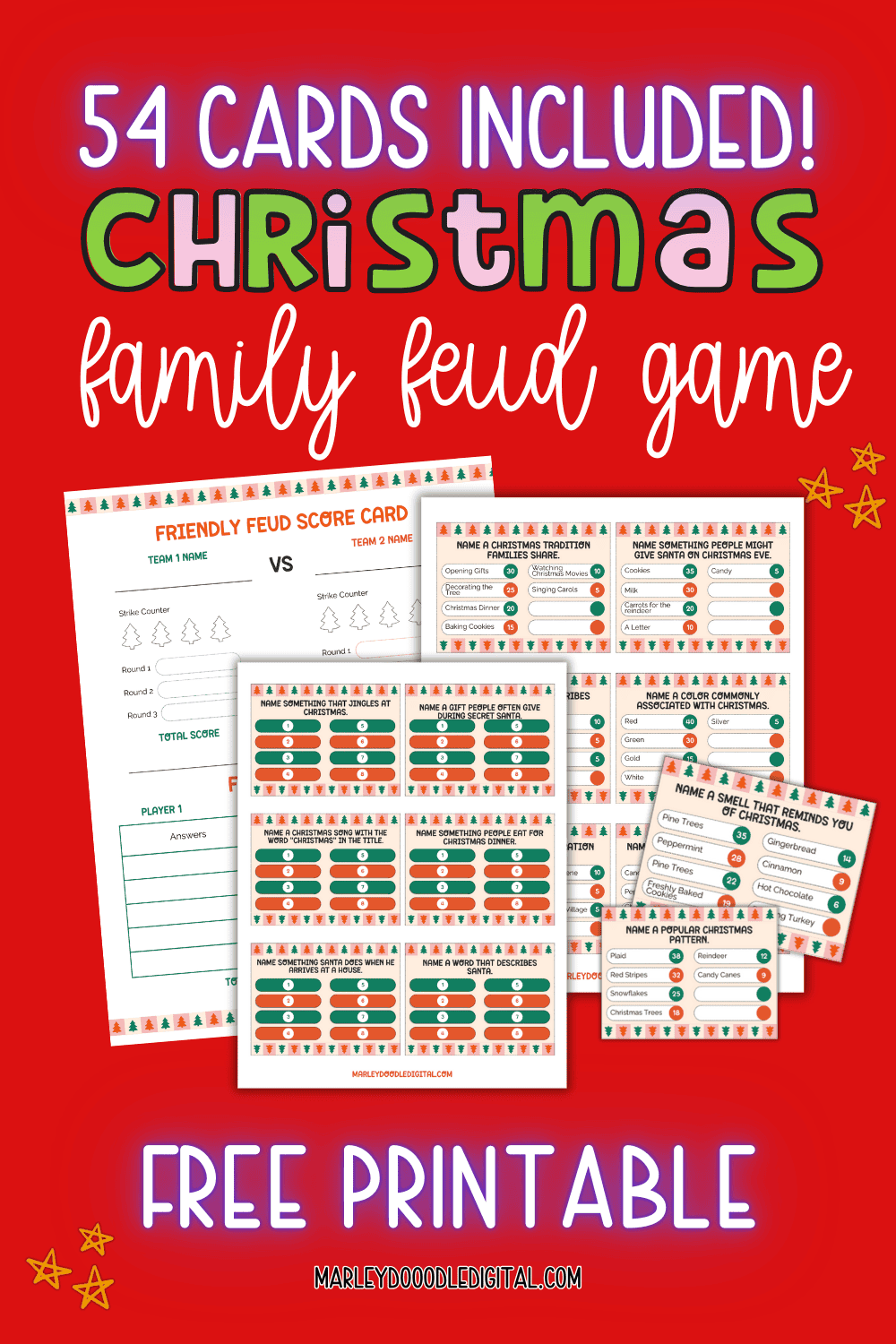 Christmas Family Feud Game - 50+ Free Printable Questions - Marley ...