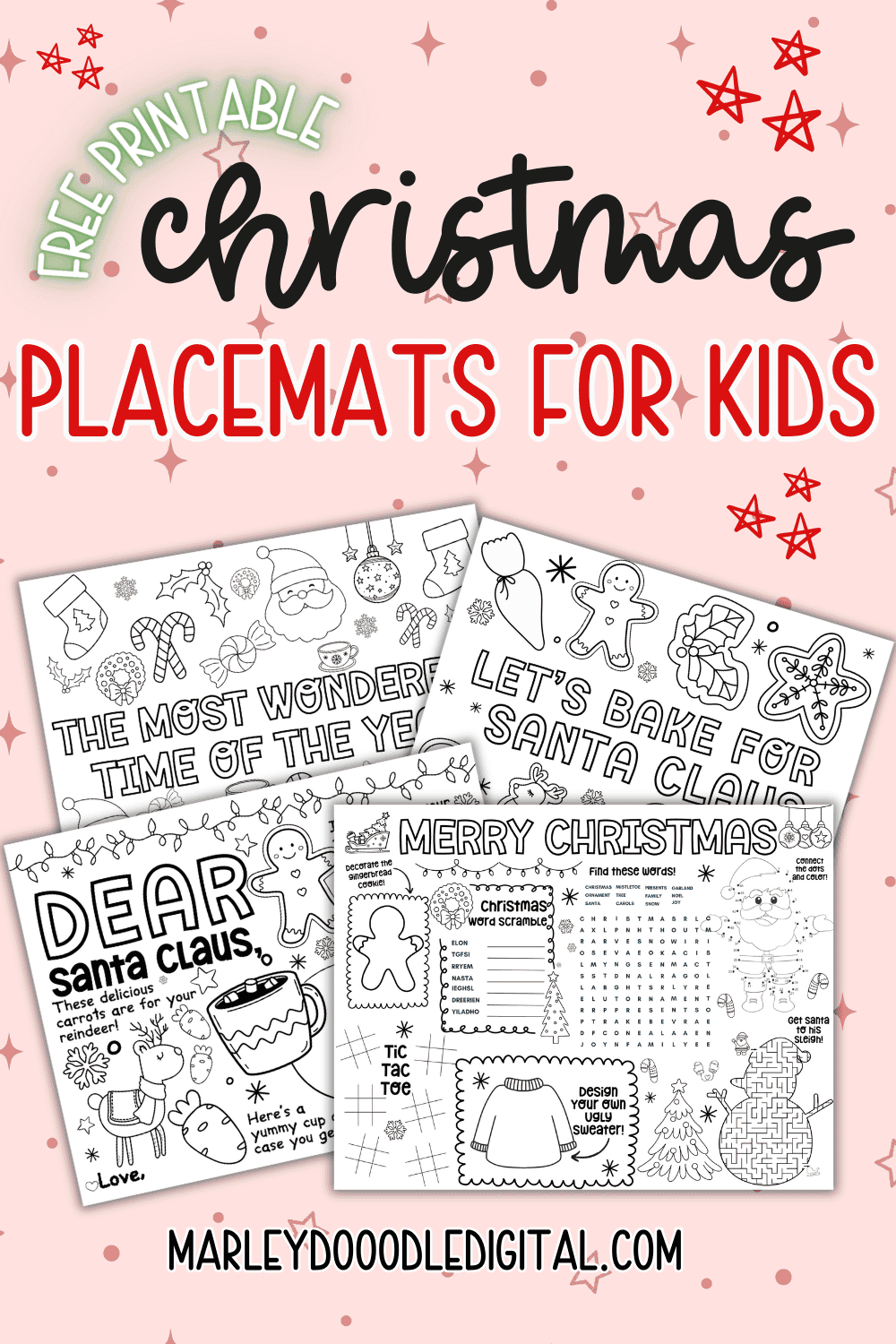 Cute and Free Printable Kids Christmas Activity Placemats - Marley ...