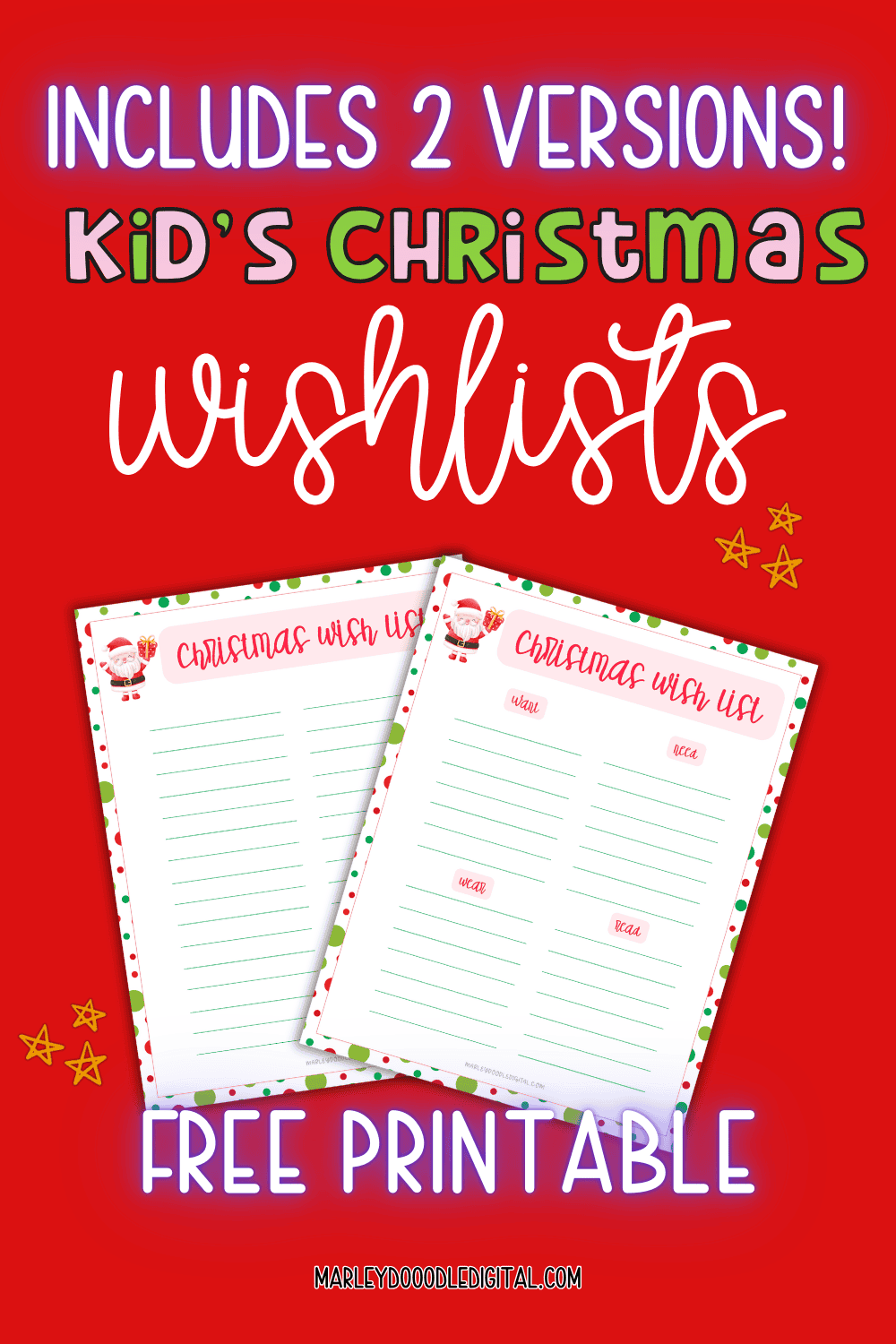 Cute Printable Christmas Wish List for Kids (Free Printable) - Marley ...
