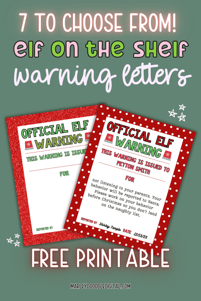 Free Official Elf Warning Letter Printable for Bad Behavior - Marley ...