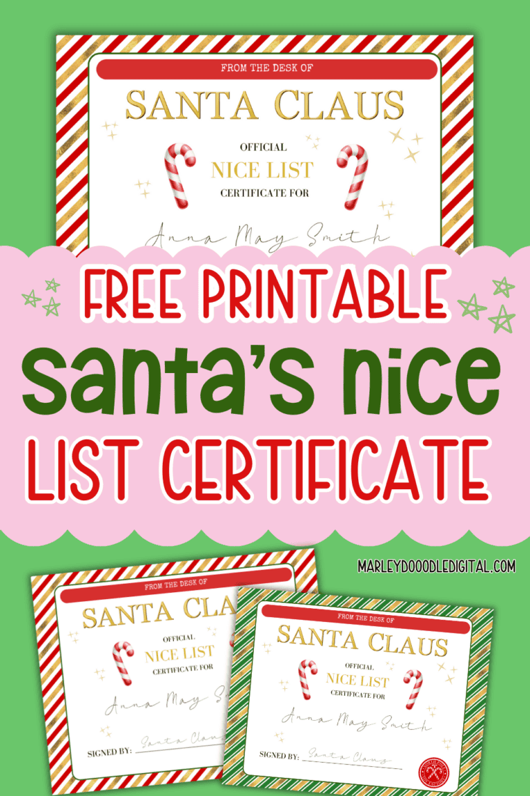 Official Santa Nice List Certificate - Free Printable - Marley Doodle ...