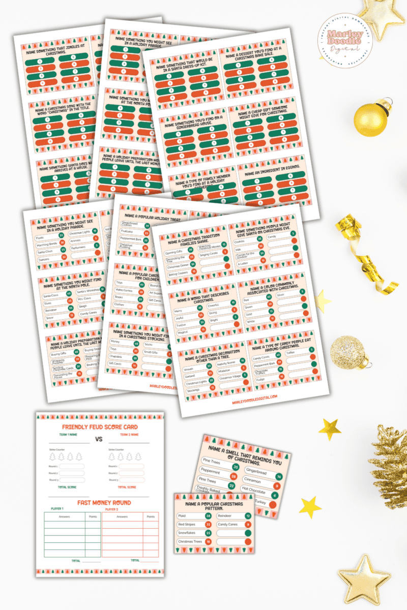 Christmas Family Feud Game - 50+ Free Printable Questions - Marley ...