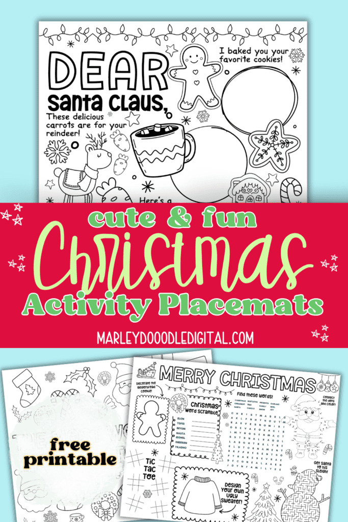 Cute and Free Printable Kids Christmas Activity Placemats - Marley ...