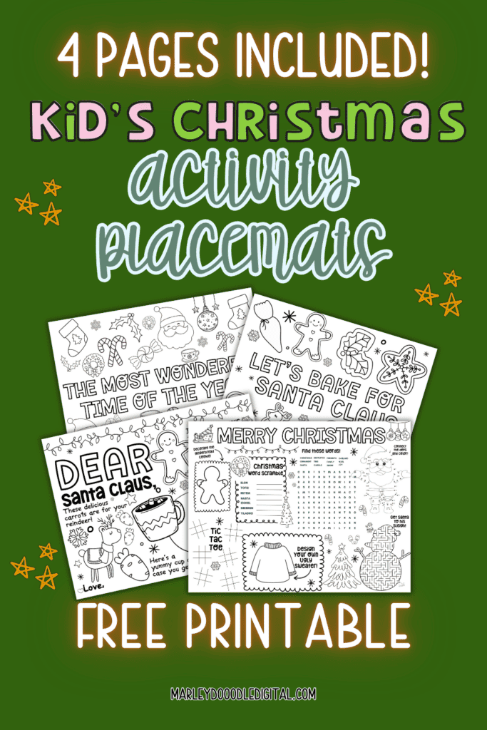Cute and Free Printable Kids Christmas Activity Placemats - Marley ...
