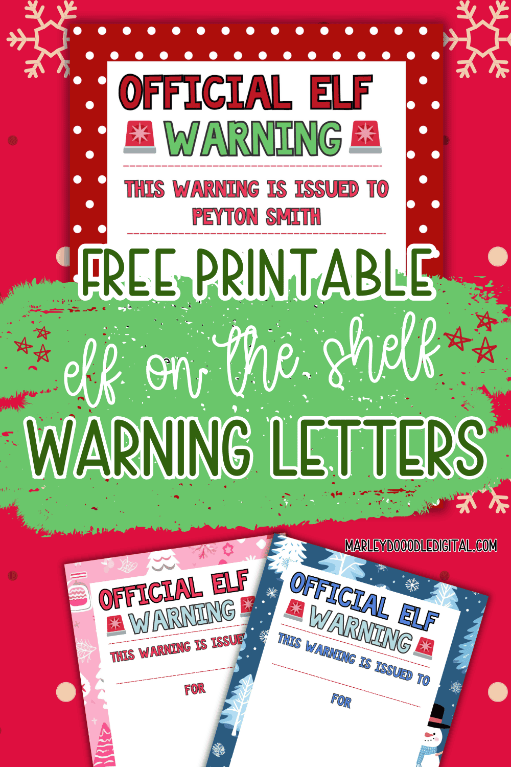 Free Official Elf Warning Letter Printable for Bad Behavior - Marley ...