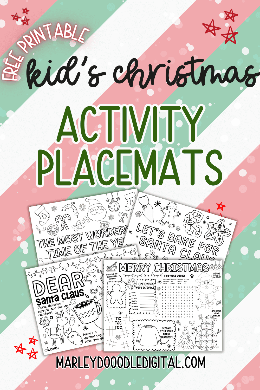 Cute and Free Printable Kids Christmas Activity Placemats - Marley ...