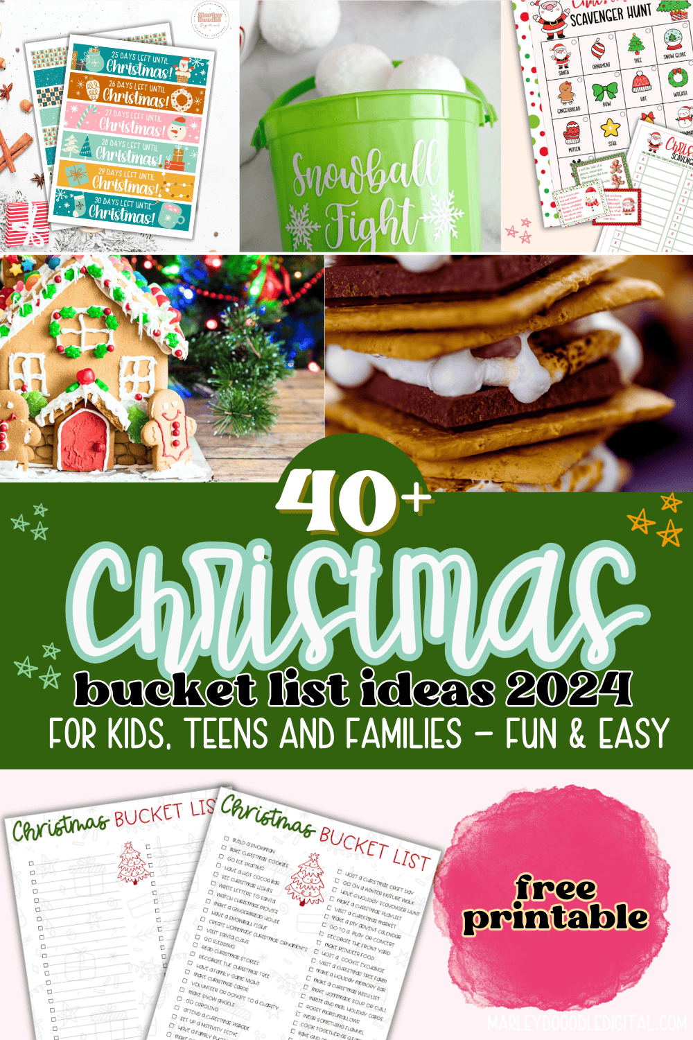 Ultimate Christmas Bucket List - Free Printable - Marley Doodle Digital