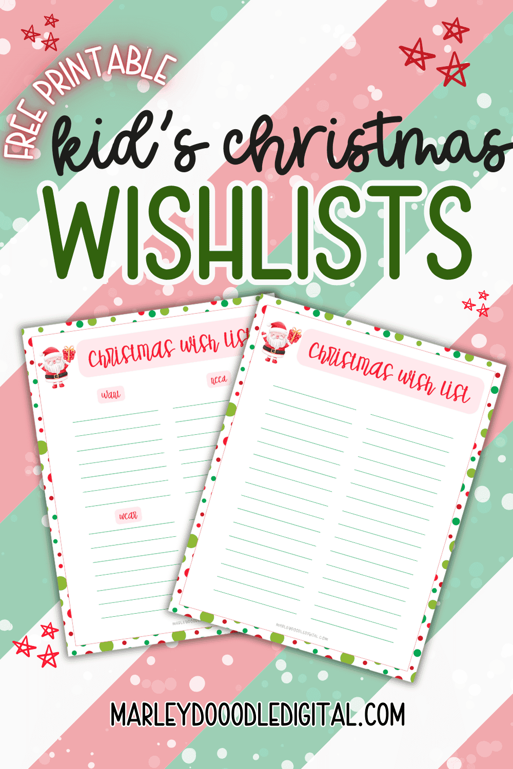 Cute Printable Christmas Wish List for Kids (Free Printable) - Marley ...