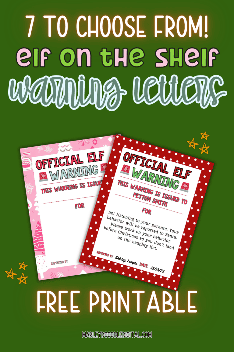 Free Official Elf Warning Letter Printable for Bad Behavior - Marley ...
