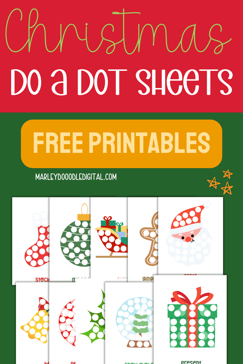 14 Free & Fun Christmas Do-A-Dot Printables for Kids - Marley Doodle ...