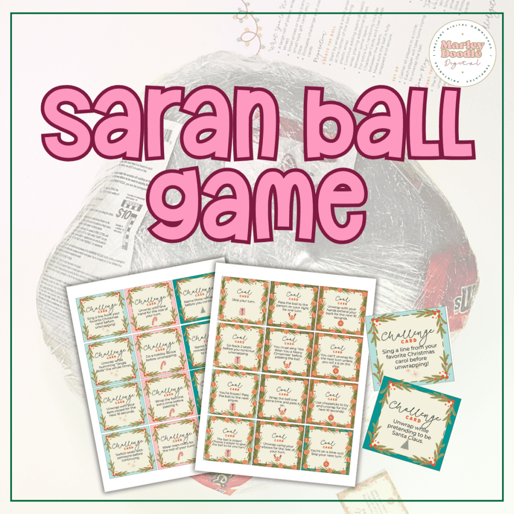 Saran Wrap Ball Game for Christmas Party + Free Printables - Marley ...