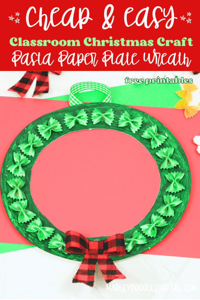 Kids Christmas Pasta Wreath Craft - Marley Doodle Digital