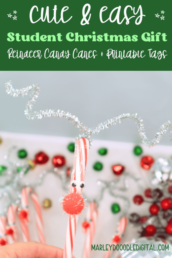 DIY Candy Cane Reindeer - Free Printable Tags - Marley Doodle Digital