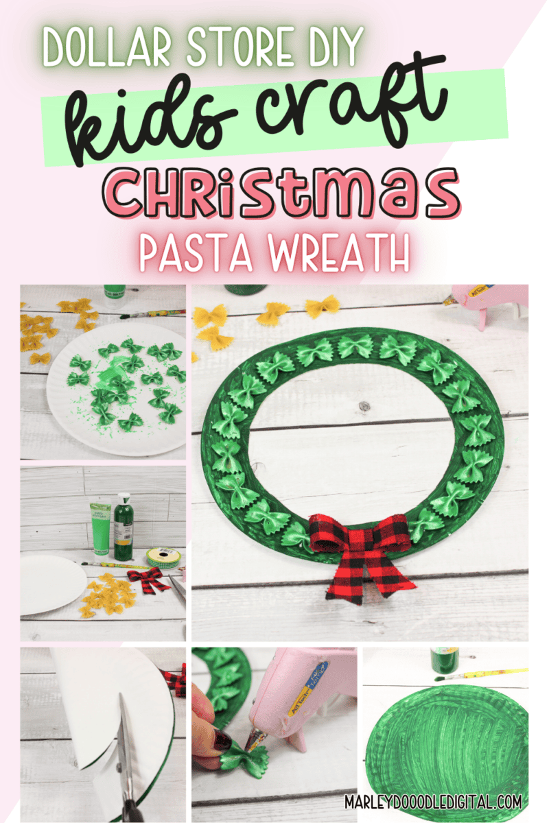 Kids Christmas Pasta Wreath Craft - Marley Doodle Digital
