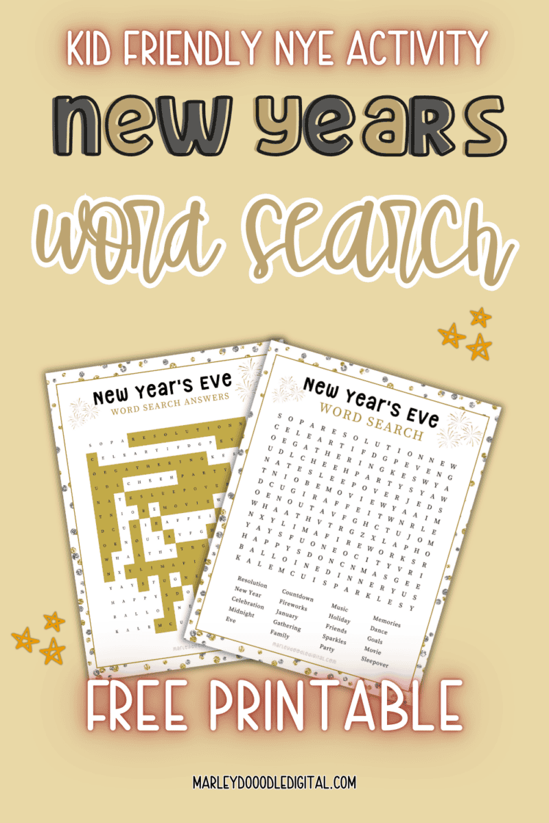 Fun New Year's Word Search (Free Printable) - Marley Doodle Digital