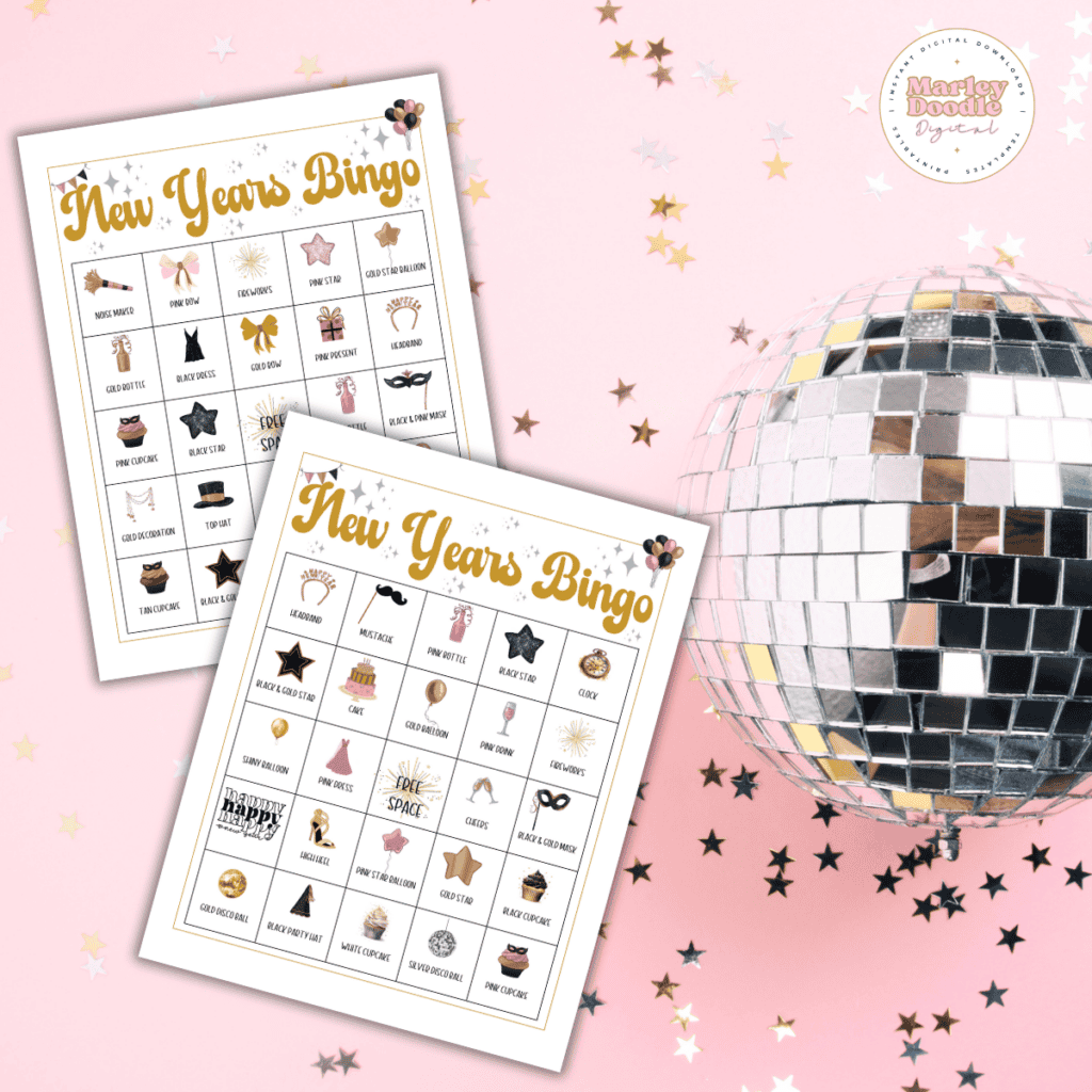 Free Printable New Year's Bingo with 60 Unique Cards! - Marley Doodle ...