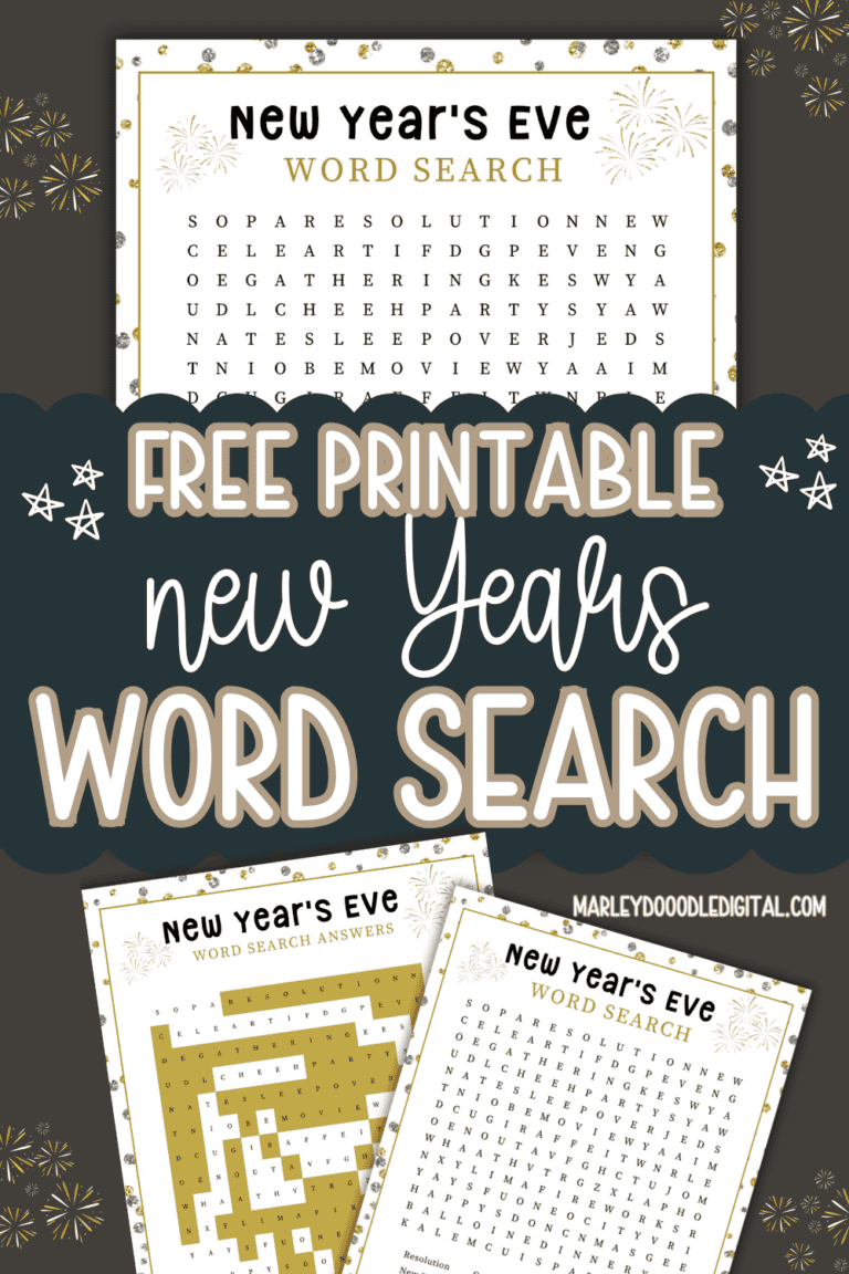 Fun New Year's Word Search (Free Printable) - Marley Doodle Digital
