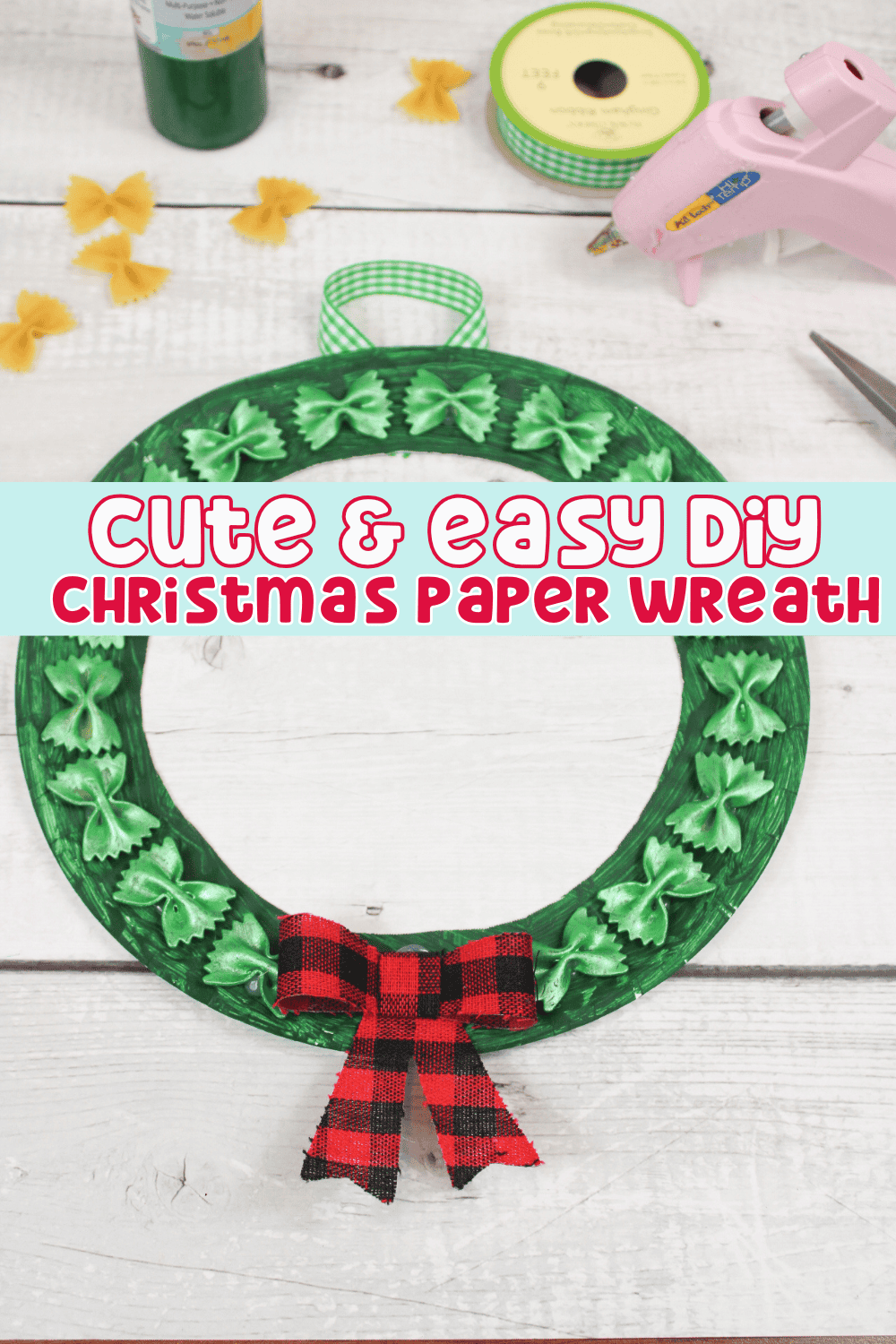 Kids Christmas Pasta Wreath Craft - Marley Doodle Digital