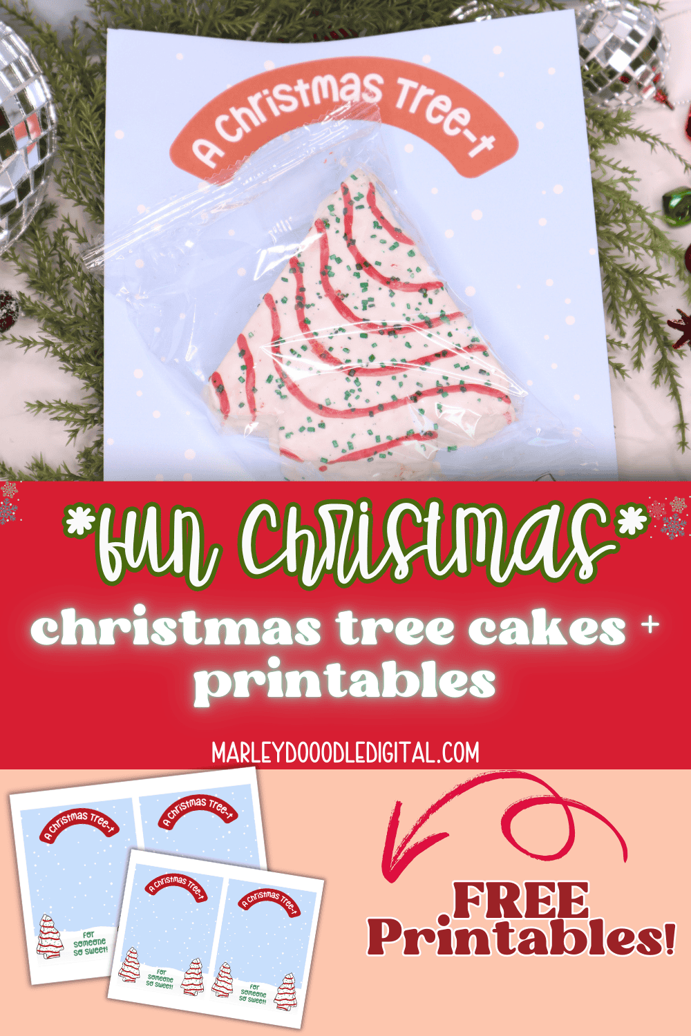 Christmas Tree Cake Printable Cards - Easy Gift Idea - Marley Doodle ...