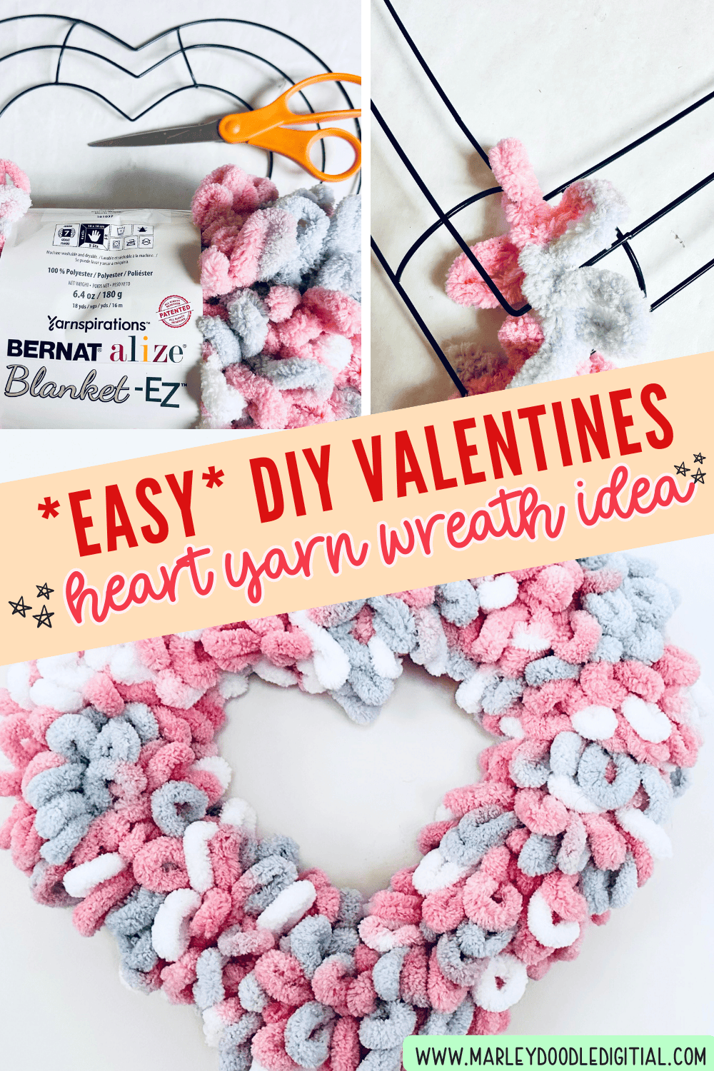 Easy DIY Front Door Valentine Wreath - Marley Doodle Digital