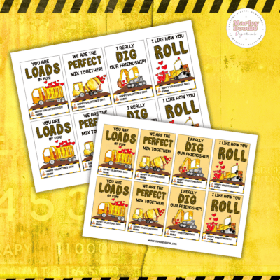 Free Printable Construction Valentine’s Day Cards for Kids - Marley ...