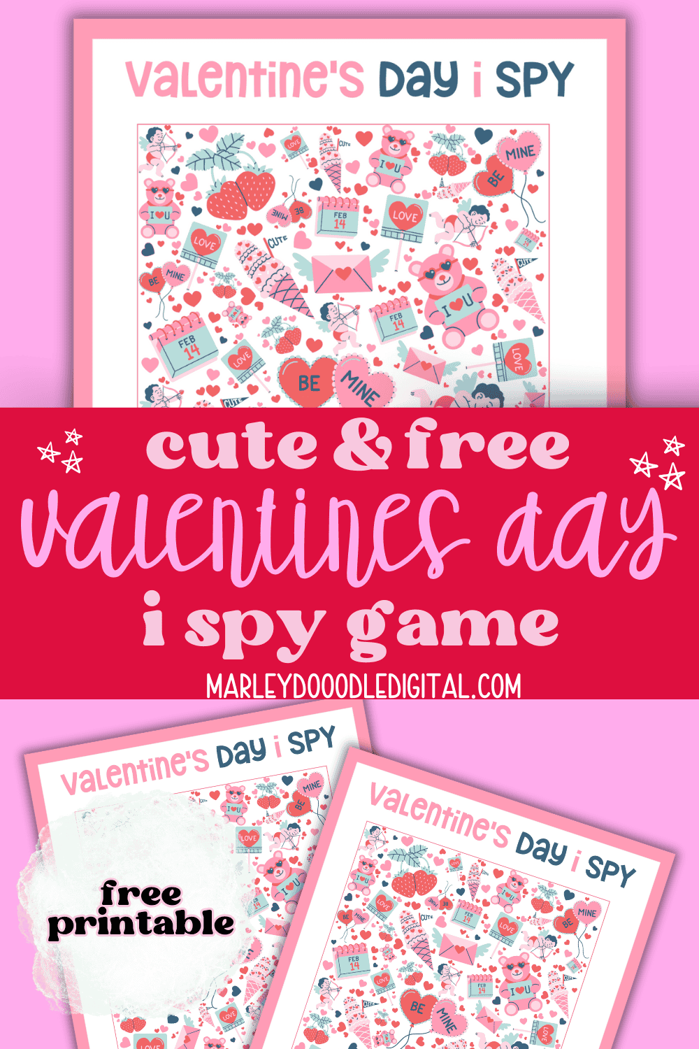 Cute & Fun Valentine's Day I Spy Printable - Marley Doodle Digital