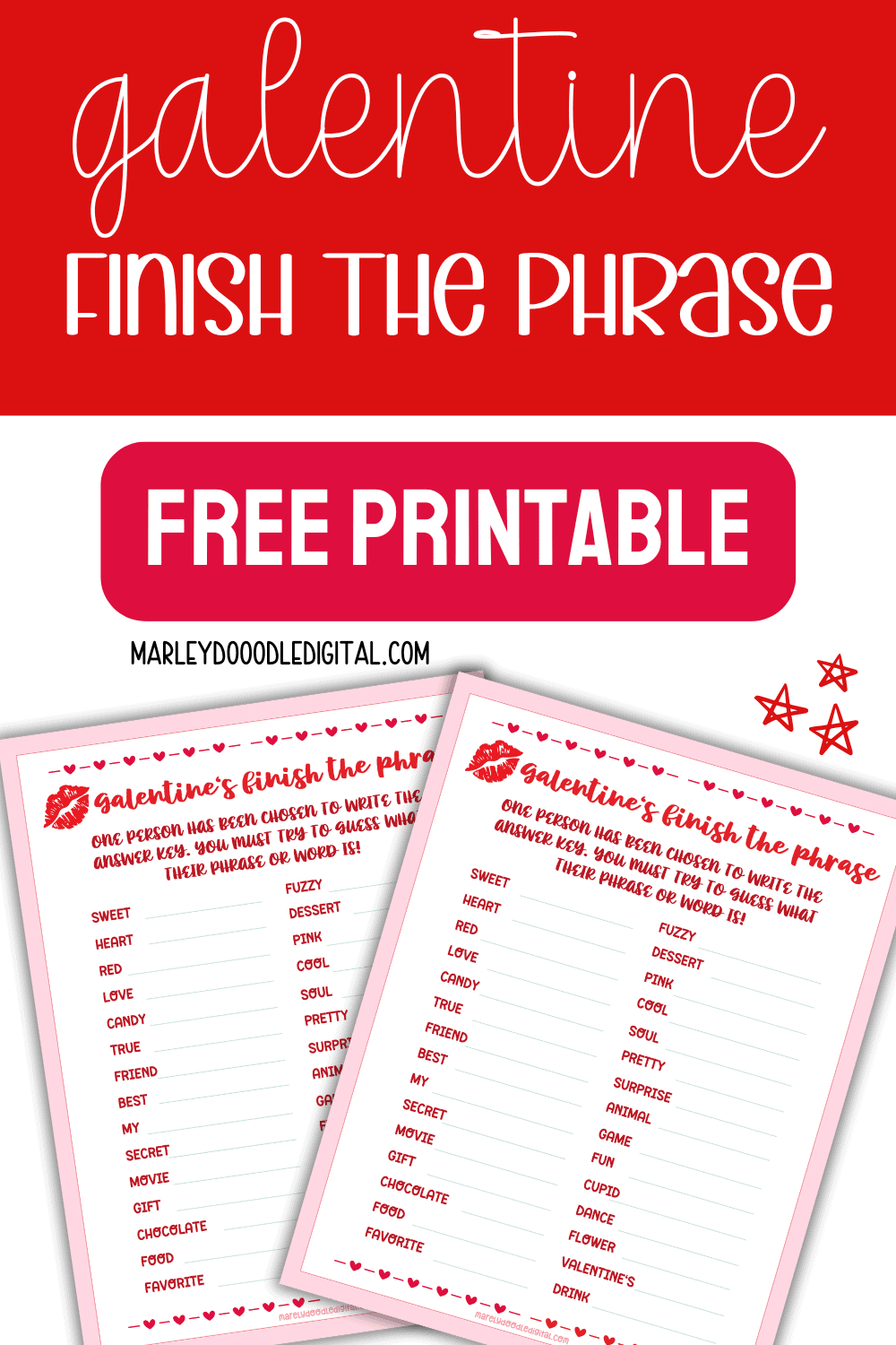 Fun Galentine's Finish the Phrase Game (Free Printable) - Marley Doodle ...