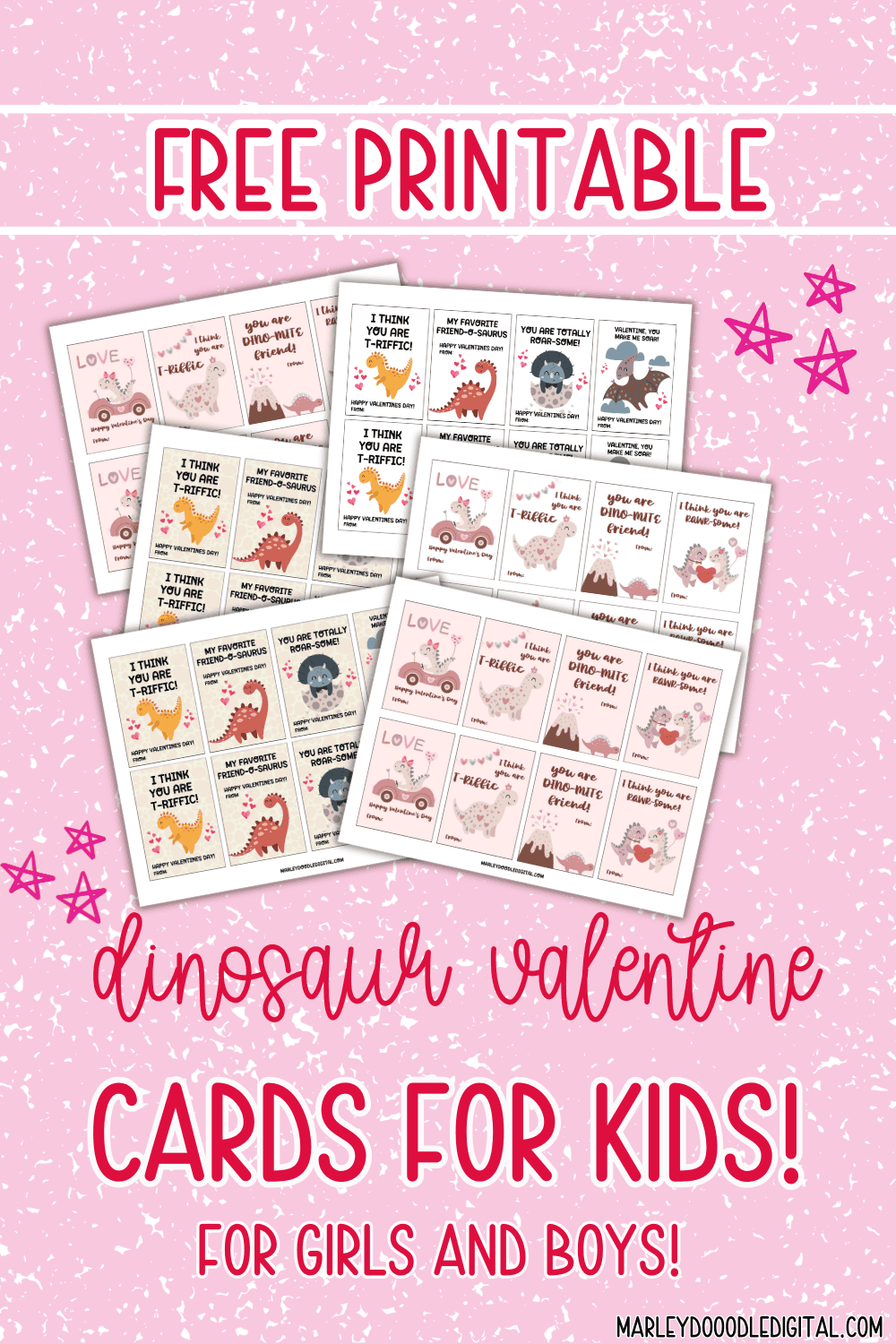 Cute Dinosaur Valentines for Boys & Girls (Free Printables) - Marley ...