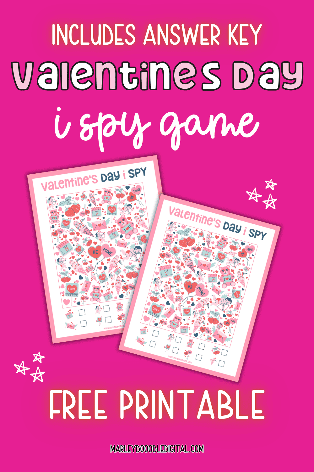 Cute & Fun Valentine's Day I Spy Printable - Marley Doodle Digital