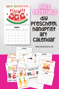 2026 Cute & Free 12 Month Handprint Art Calendar - Marley Doodle Digital