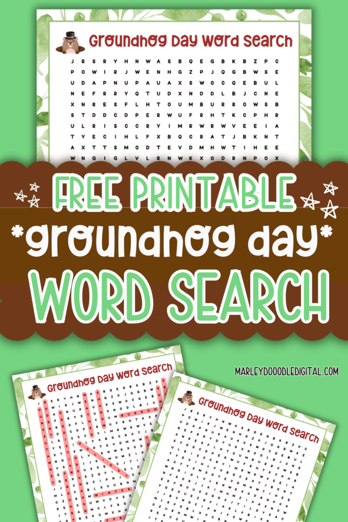 Easy Groundhog Day Word Search (Free Printable) - Marley Doodle Digital